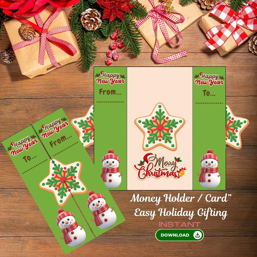 Christmas Tri-fold Money Gift Holder Card Set | Printable Cash Gift ...