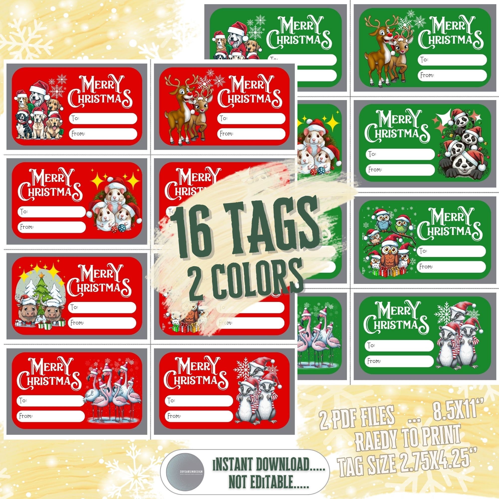 Printable Christmas Gift Tag, Cute Christmas Gift Tag, Instant Download ...