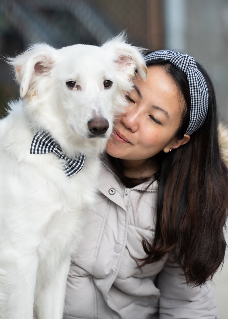 Trio Set: MATCHING Dog and Owner Bandana, Bowtie, Owner Knot Headband ...
