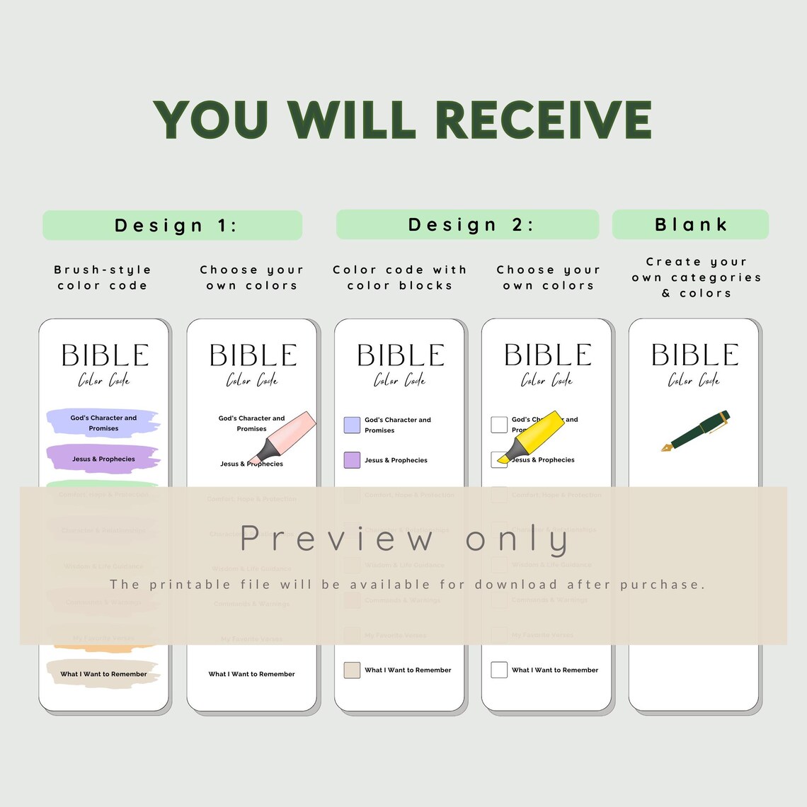 Bible Study Color Code System | Bible Verse Categories & Highlighter ...