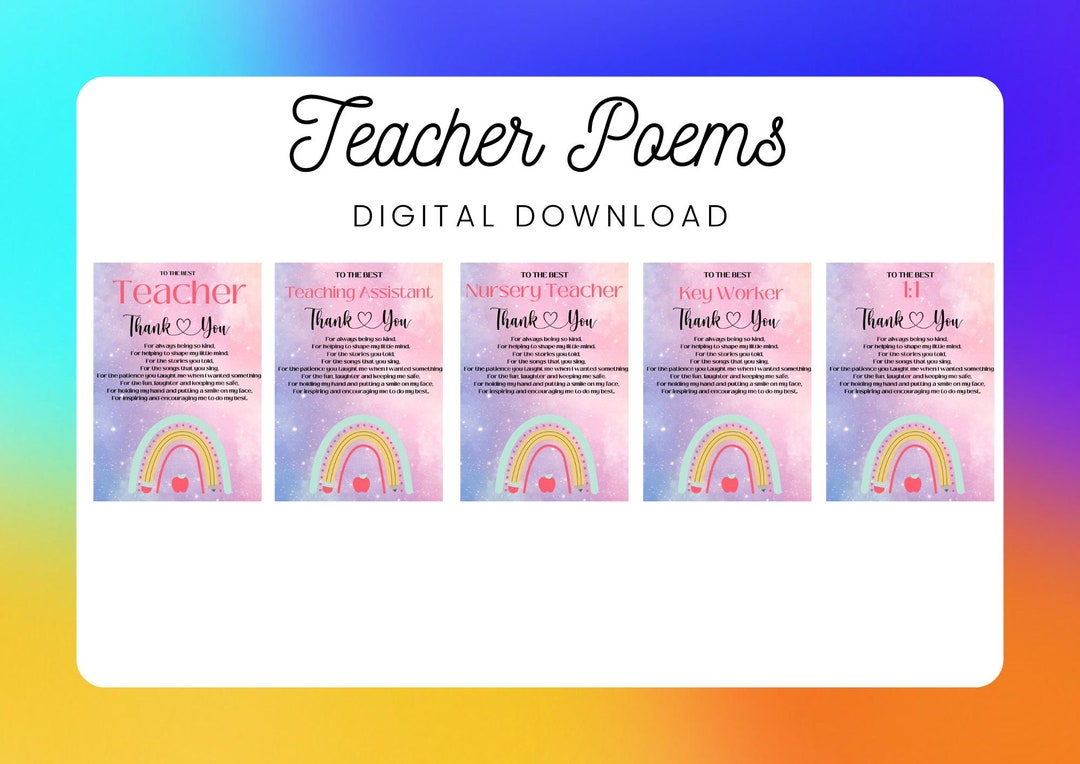 Digital Teacher Poem Gift Print at Home - Etsy