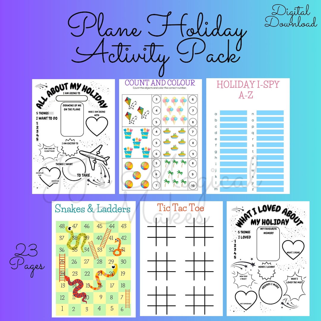 Children's Plane Holiday Activity Pack Print at Home PDF - Etsy
