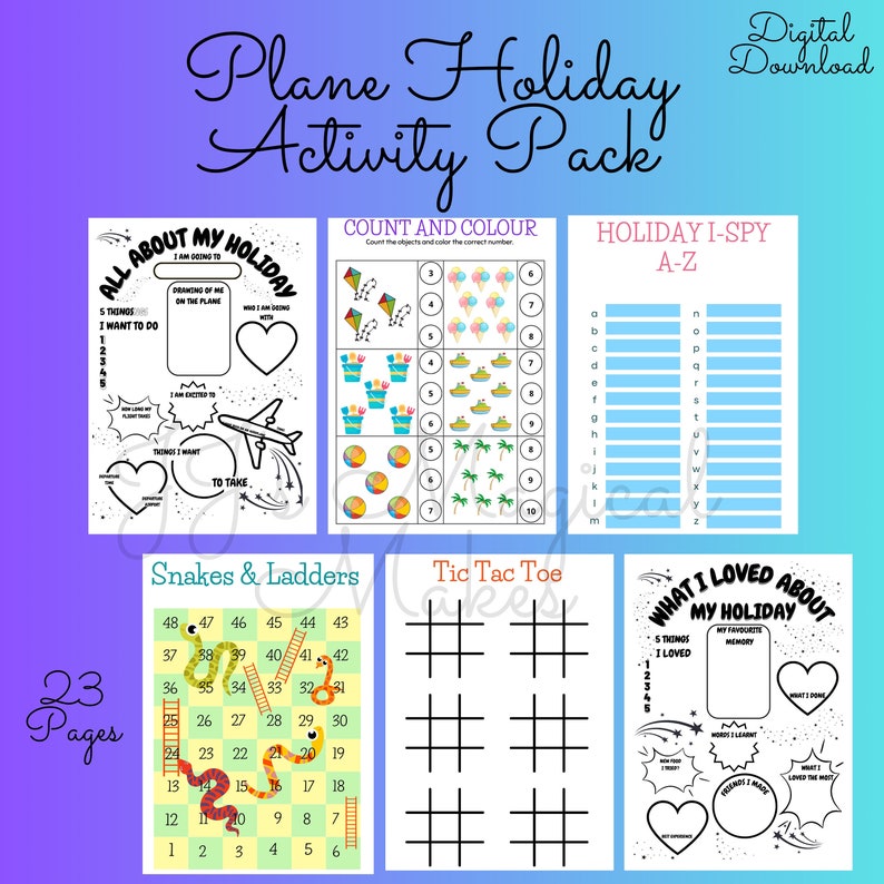 Children's Plane Holiday Activity Pack Print at Home PDF - Etsy
