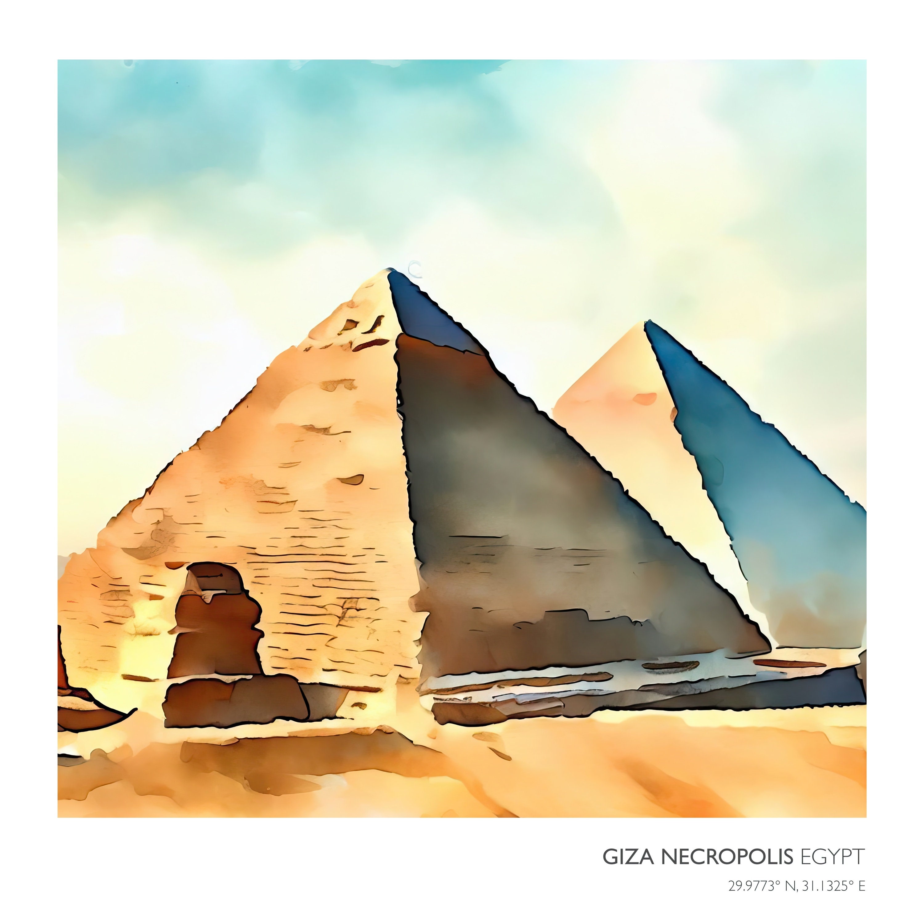 Pyramids of Giza Printable | Printable Watercolor X Animated Style ...
