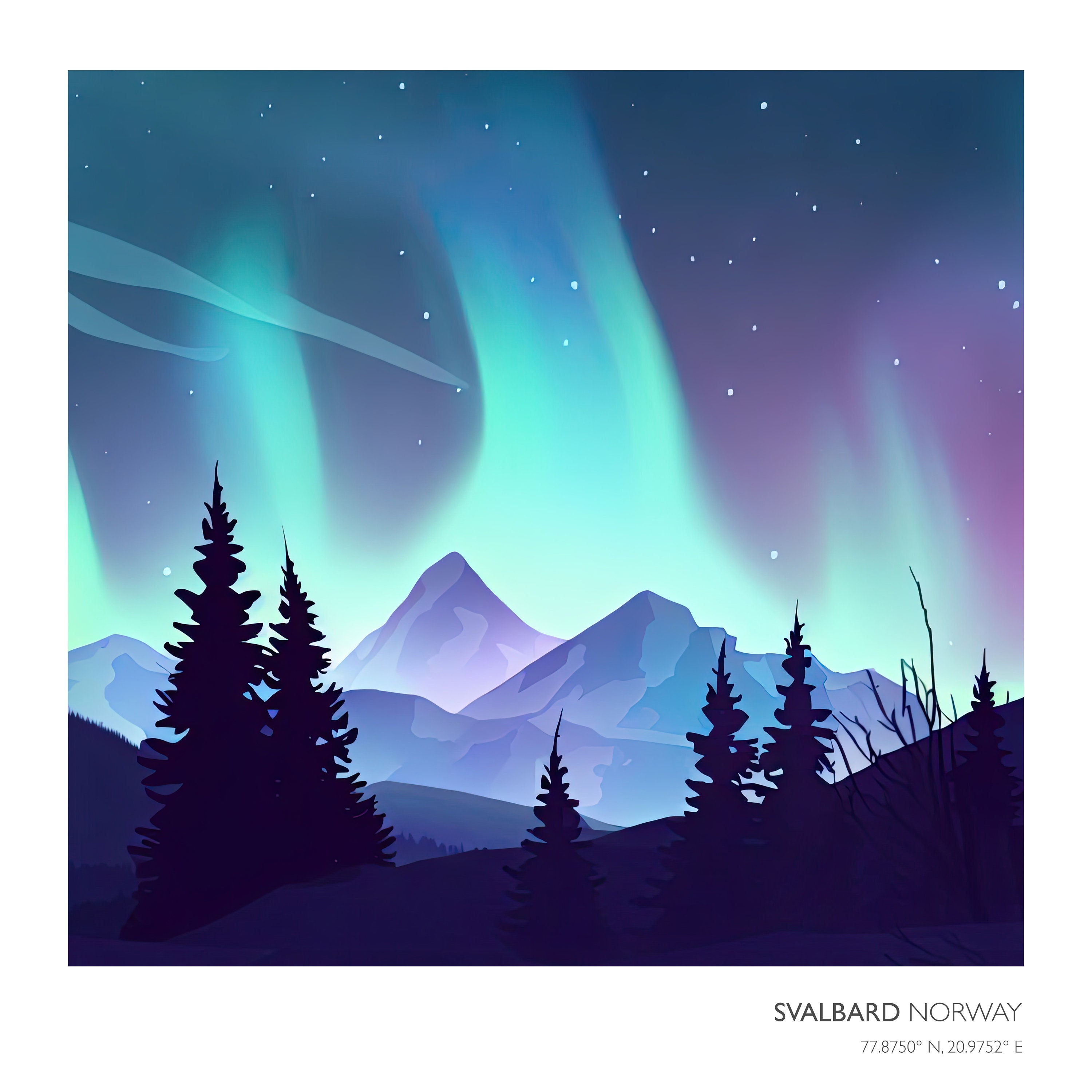 Svalbard (norway) Printable | Printable Watercolor X Animated Style ...