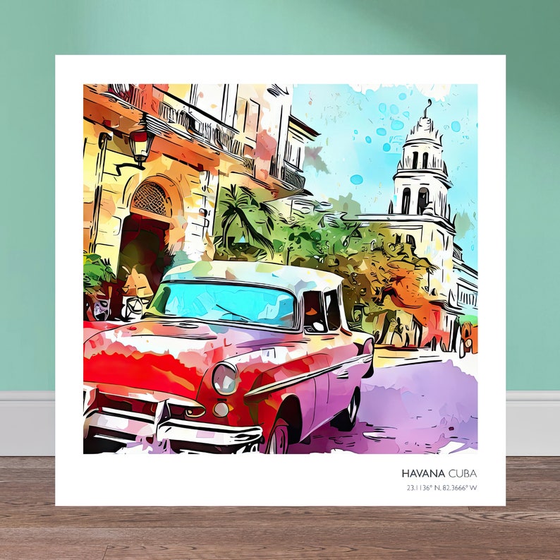 Havana cuba Printable Printable Watercolor X Animated Style Digital Art ...