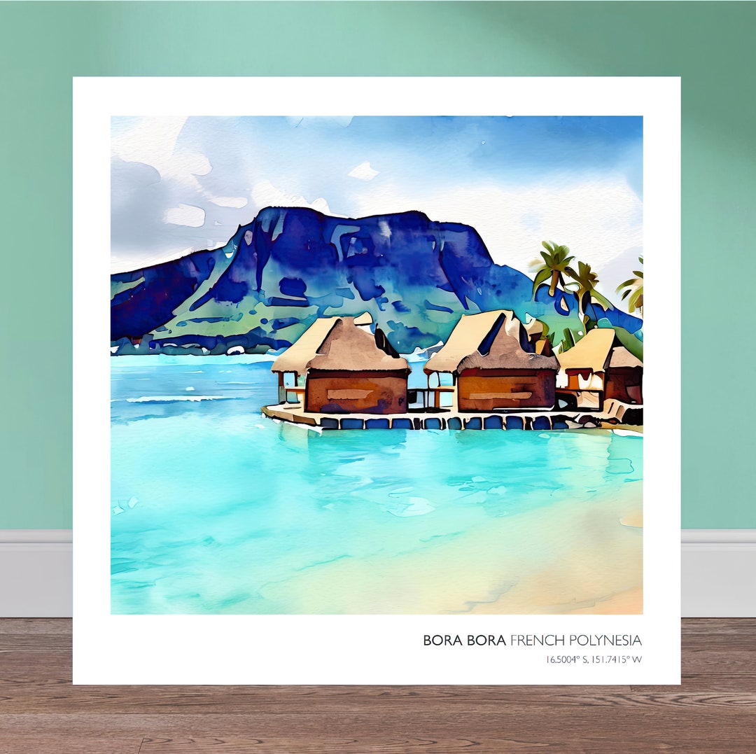 Bora Bora Printable | Printable Watercolor X Animated Style Digital Art ...