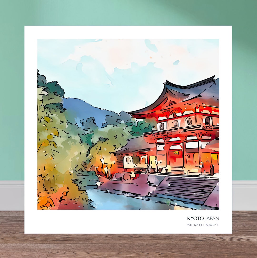 Kyoto (japan) Printable | Printable Watercolor X Animated Style Digital ...