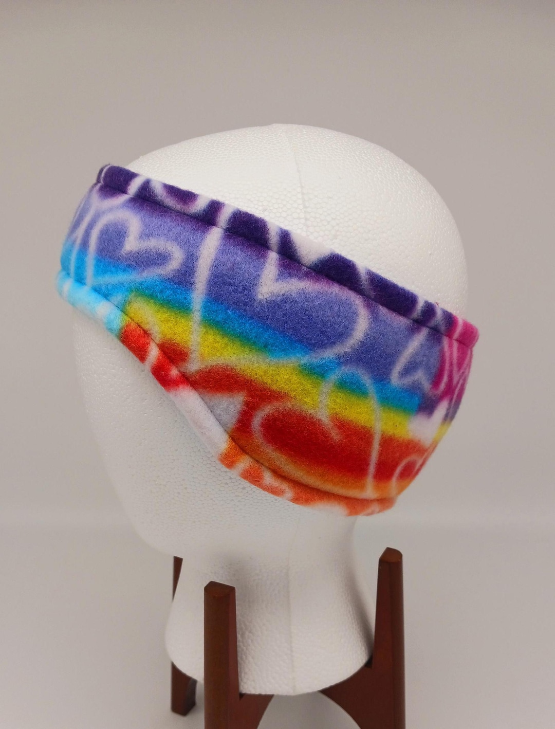 141 Designs, Heart/rainbow Fleece Ear Warmer, Headband, Earring, Ear ...