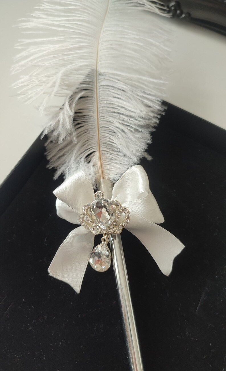 Luxury Nikkah Pen, Ostrich Feather Pen, Silver Wedding Guest Book Pen ...