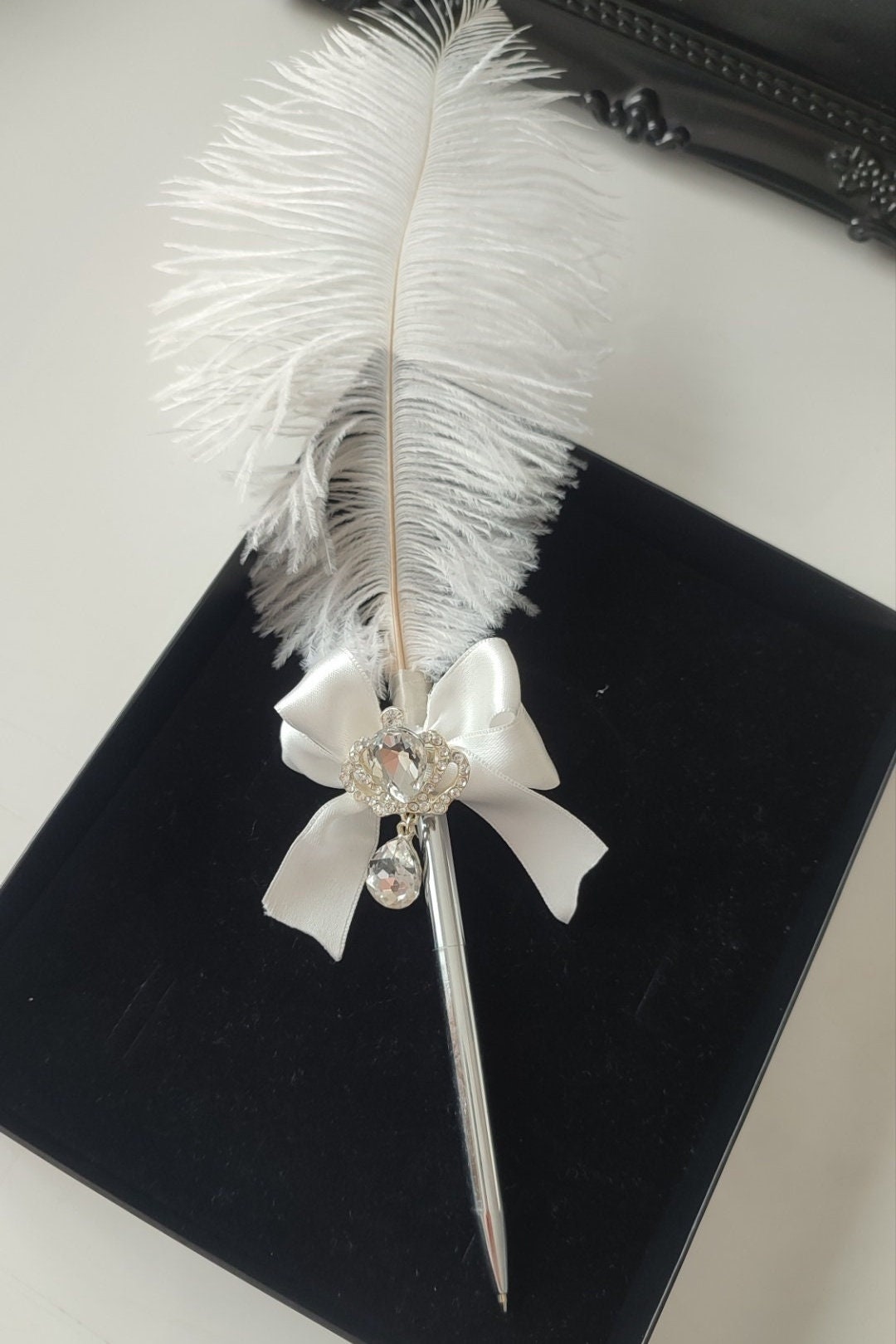 Luxury Nikkah Pen, Ostrich Feather Pen, Silver Wedding Guest Book Pen ...