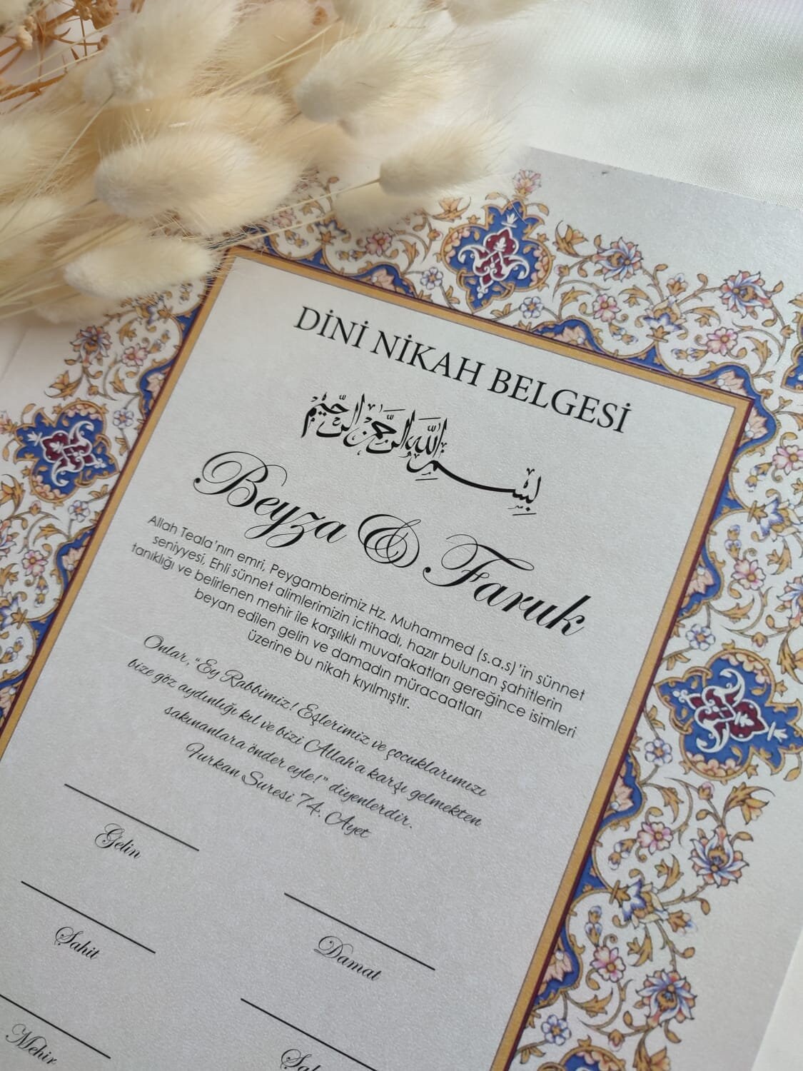 Dini Nikah Belgesi, Islamic Wedding Certificate, Islamic Heirology ...