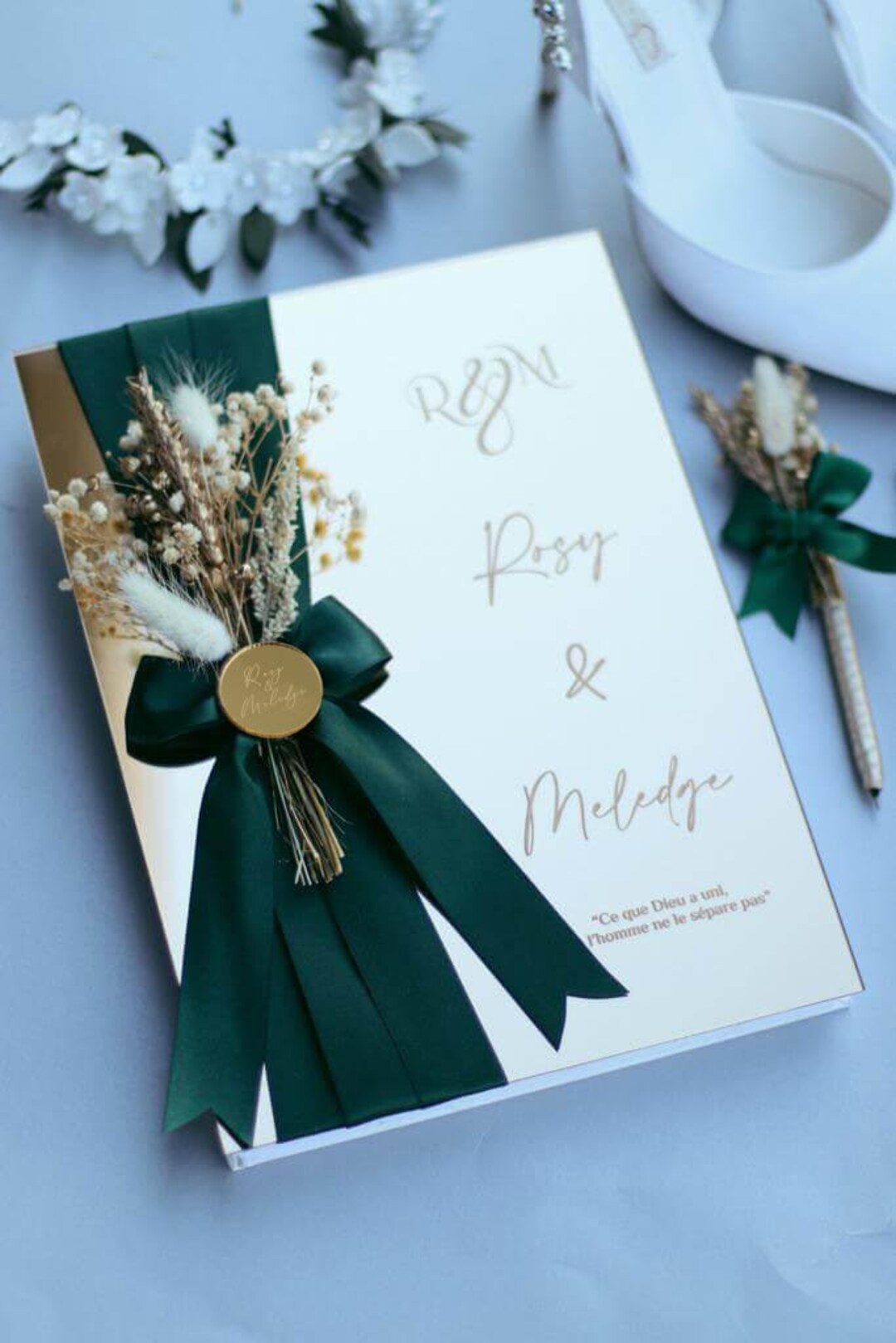 Gold Mirror Wedding Guest Book, Personalized Wedding Memory Book, Gold ...