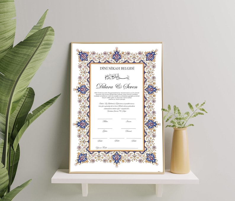 Turkish Dini Nikah Belgesi, Islamic Marriage Certificate, Islamic ...