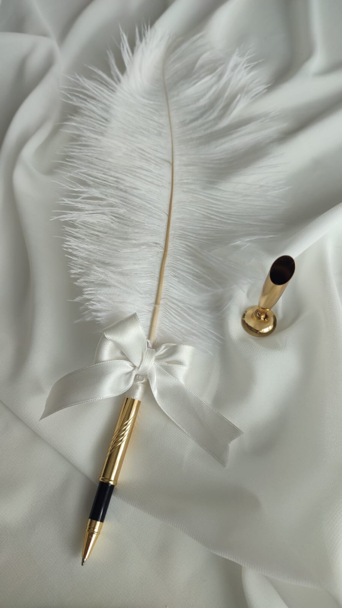 Personalized Gold Wedding Guest Book, Wedding Book, Ostrich Feather Pen ...