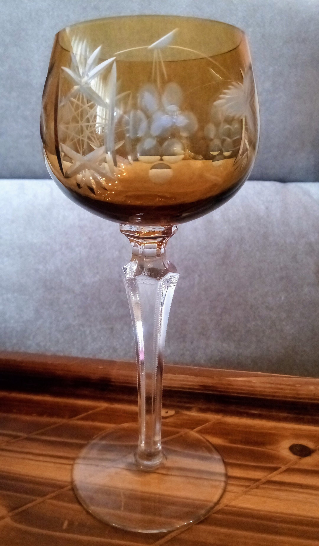 Lead Crystal Wine Glass, Overlay Glass, Mouth-blown, Hand-cut - Etsy