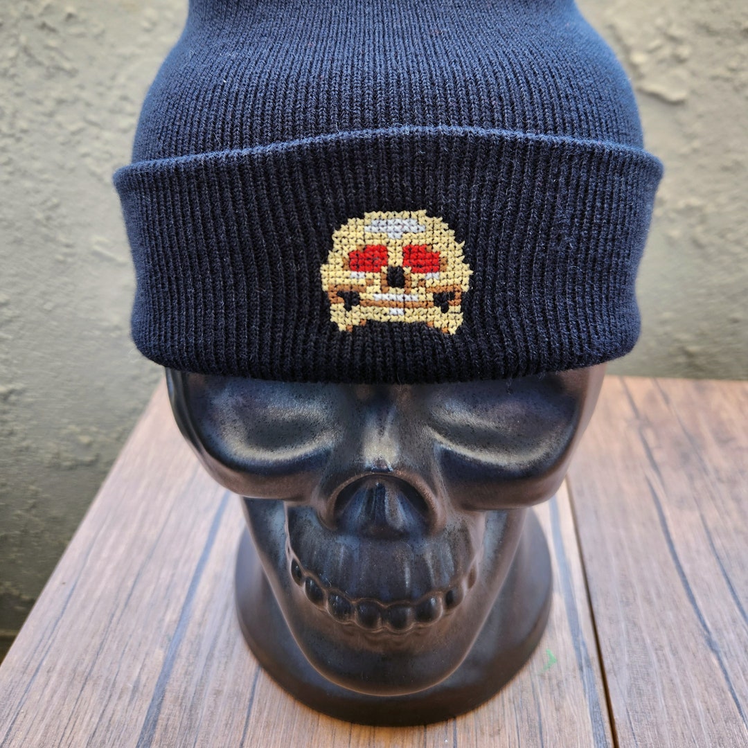 Doom Skull Menu Icon Custom Cross Stitch Beanie / Custom Doom Video ...