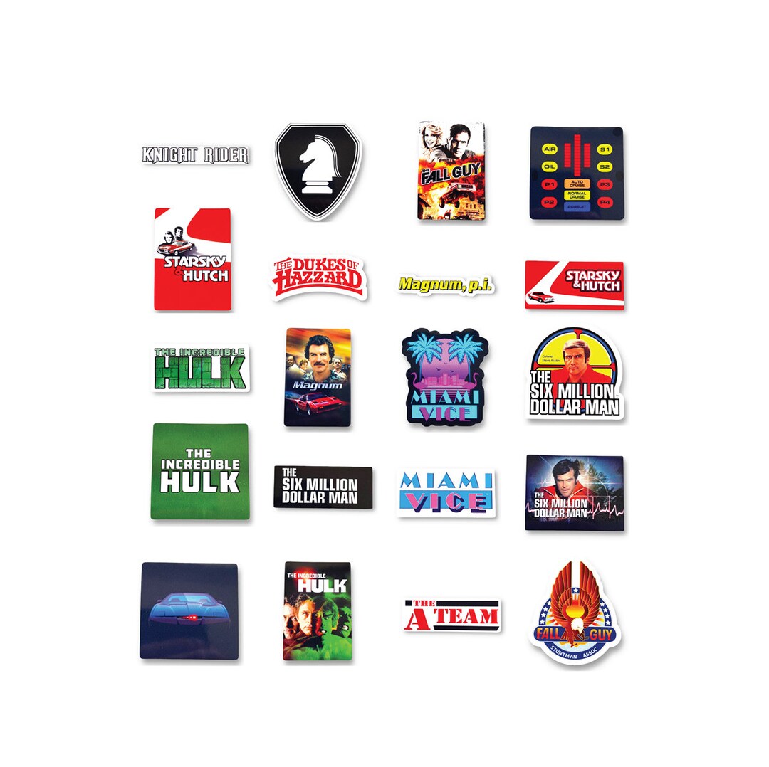 50 X 1980s Action TV Show Sticker Pack Diecut High Quality Knight Rider ...