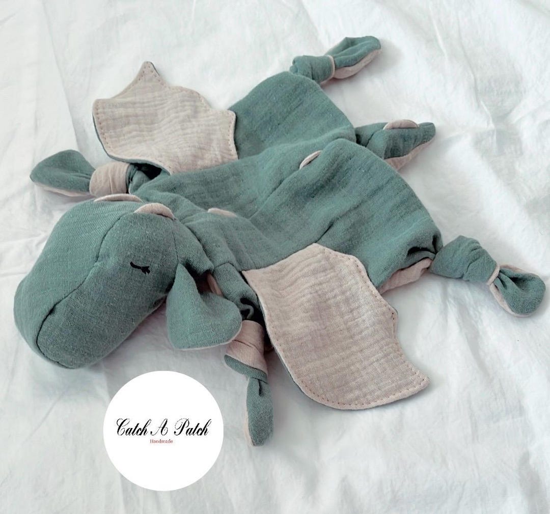 Moss Green / Beige Dragon Cuddly Dragon Baby Boy Comforter Birth Gift ...