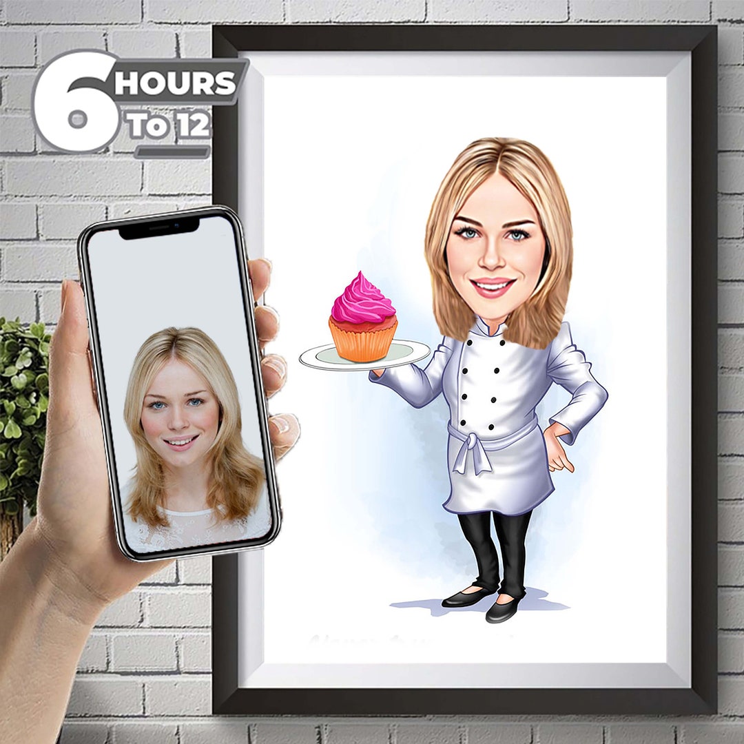 Custom Pastry Chef Cartoon Portrait, Pastry Chef Caricature, Pastry ...