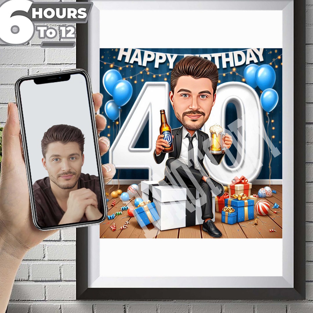 Custom Caricature: 40-year-old Man’s Birthday, Light Businessman in ...