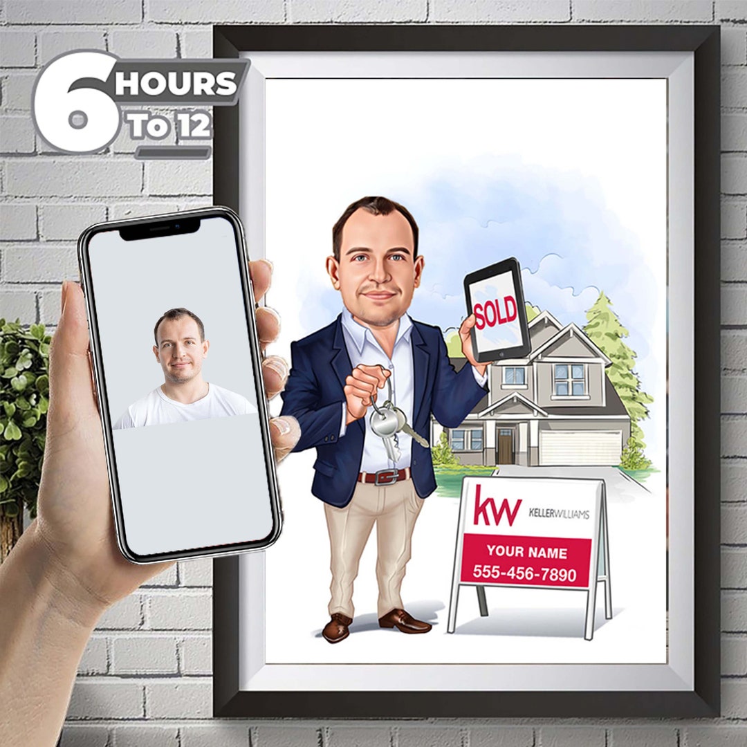 Custom Real Estate Caricature, Real Estate Agent Caricature, Funny Real ...