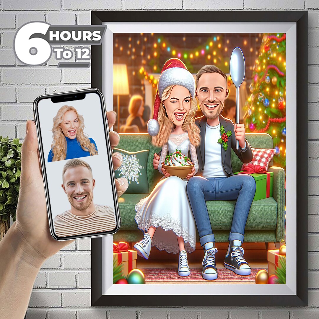 Custom Couple Cartoon Portrait, Couple Portrait, Couple Caricature ...