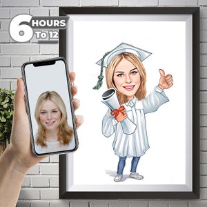 Custom Graduation Cartoon Portrait, Graduation Portrait, Graduation ...