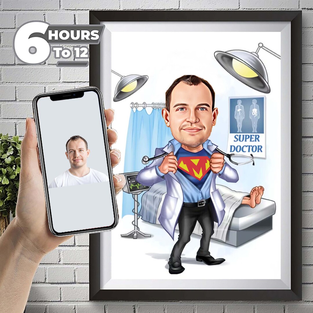 Custom Super Surgeon Cartoon Portrait, Surgeon Caricature From Photo ...