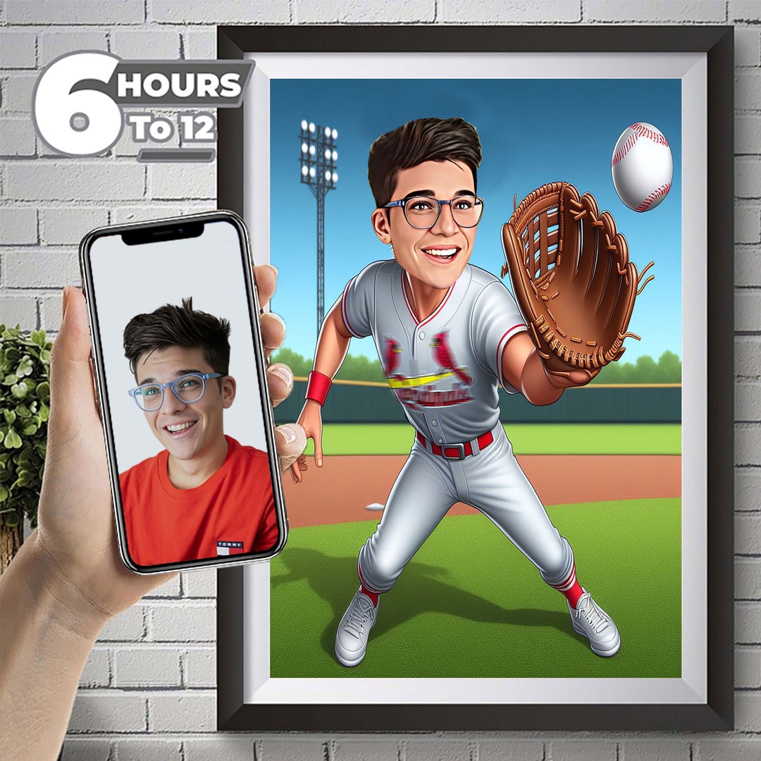 St. Louis Cardinals Cartoon Portrait Custom Baseball Player Caricature ...