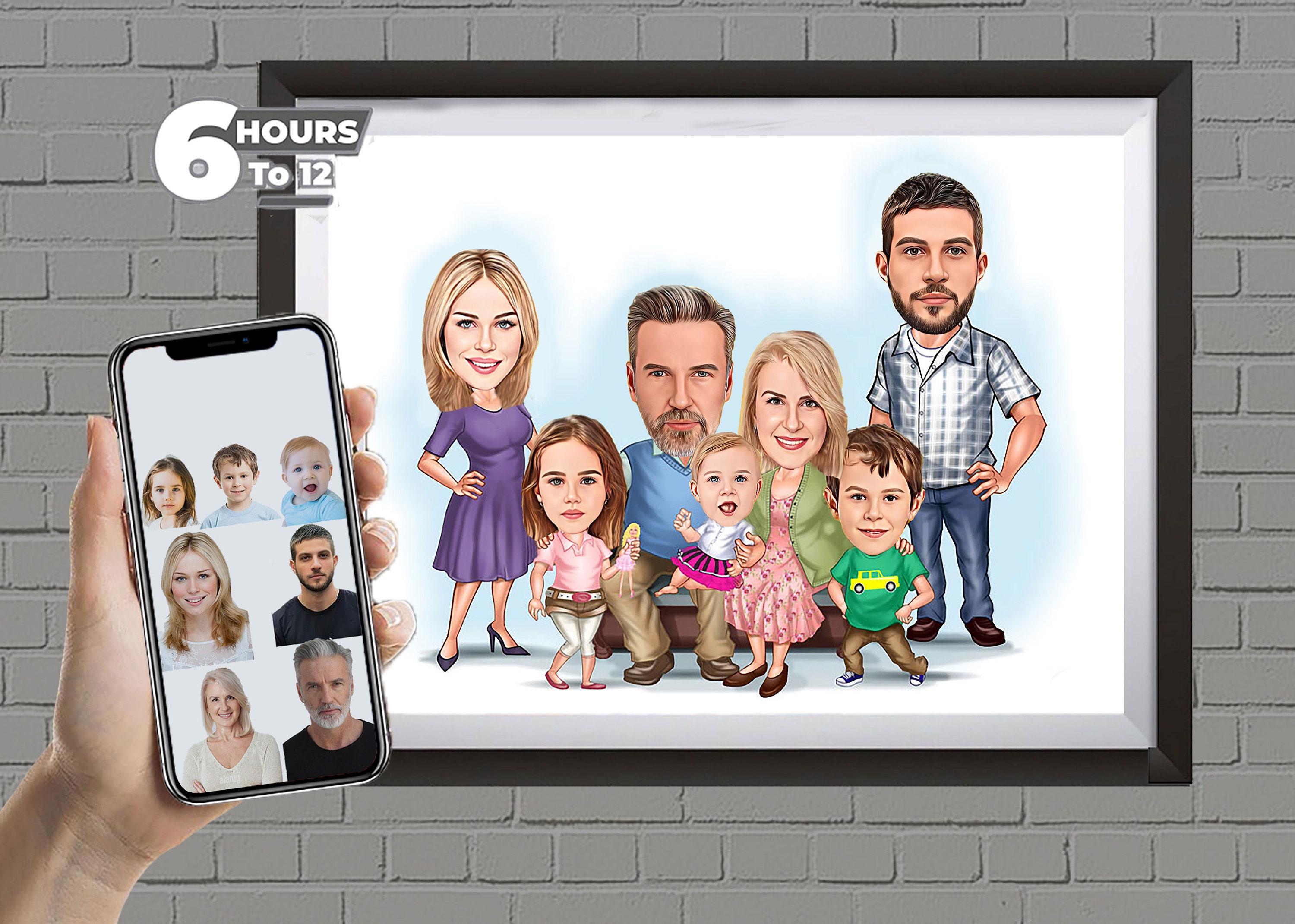 Custom Family Cartoon Portrait, Family Cartoon, Gift for Family,custom ...