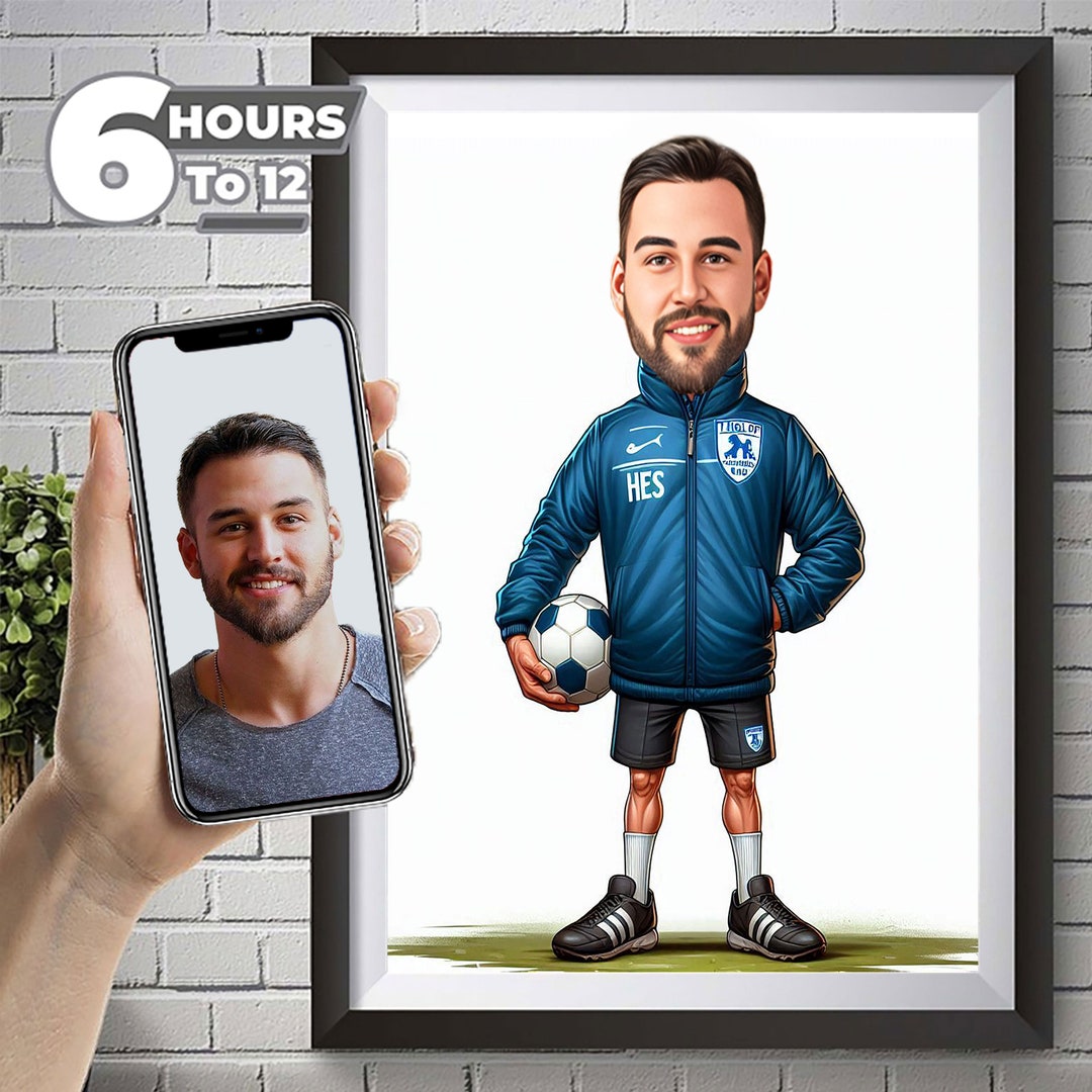Custom Coach Caricature Drawing From Photo, Funny Coach Caricature ...