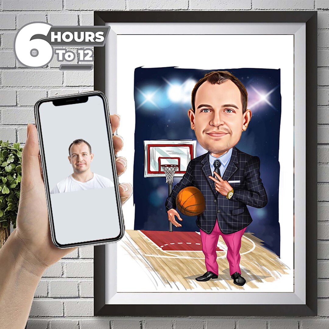Personalized Basketball Coach Cartoon Caricature Gift (digital Download ...