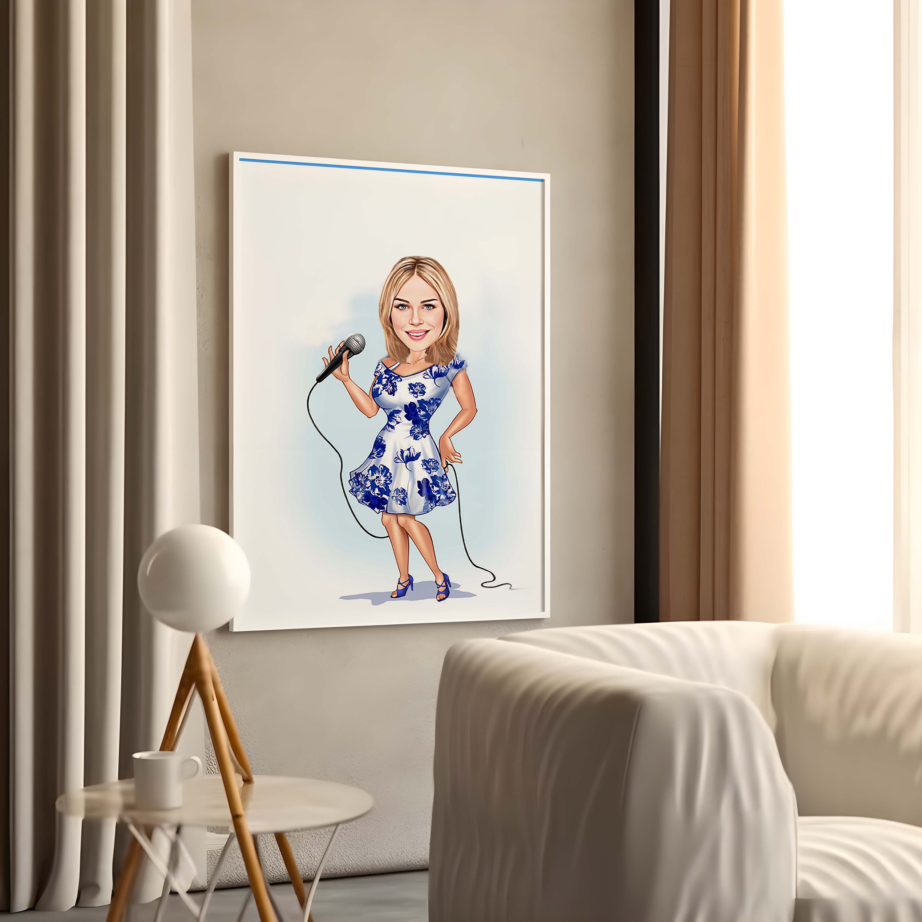 Custom Female Singer Caricature,cartoon Portrait, Gift for Singer ...