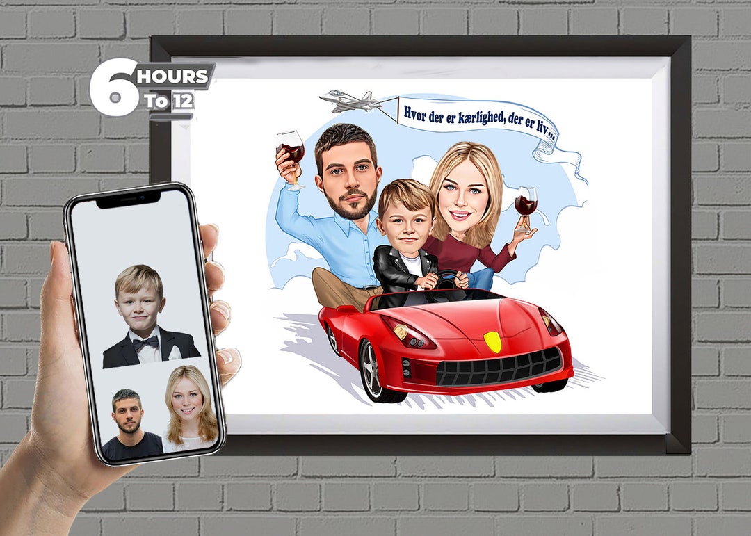 Custom Portrait for Car Lover, Custom Car Drawing, Portrait From Photo ...
