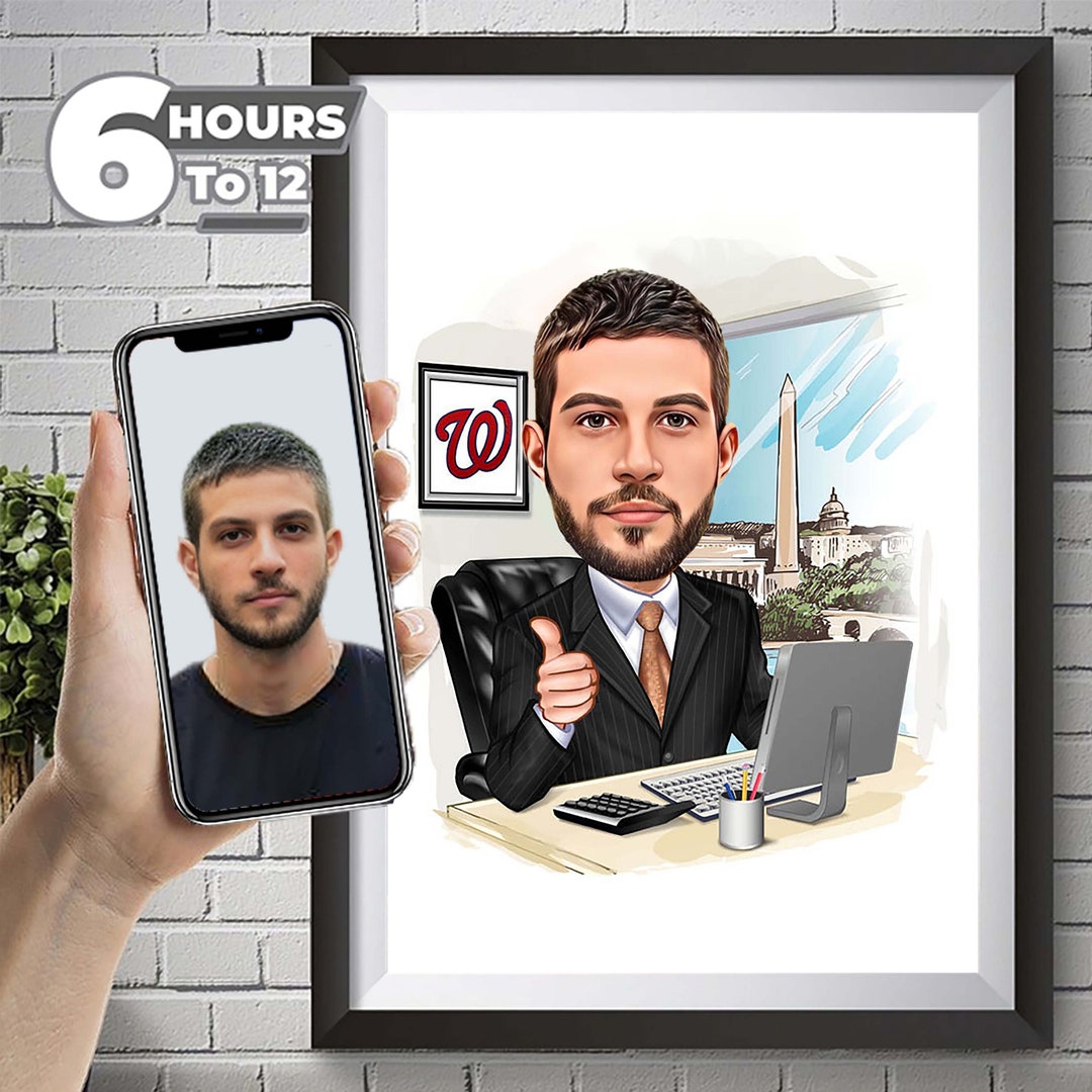 Custom Boss Portrait, Boss Birthday Gift, Bosses Day Gift Ideas for Him ...