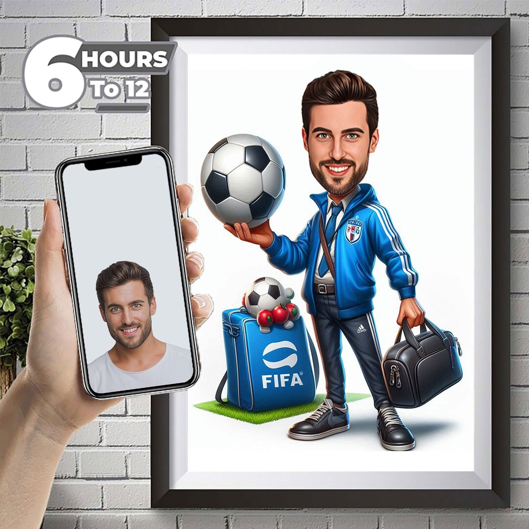 Personalized Soccer Coach Caricature, Coach Gift, Coach Cartoon, Coach ...