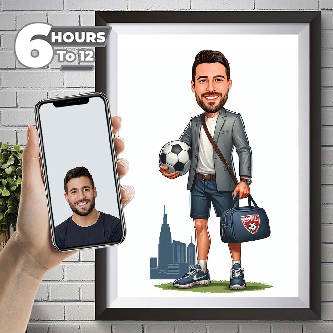 Football Coach Cartoon: Custom Coach Cartoon Portrait, Coach Gift ...