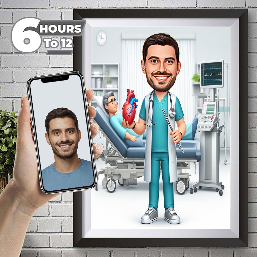 Custom Cardiologist Caricature From Photo Cardiologist Doctor Cartoon ...