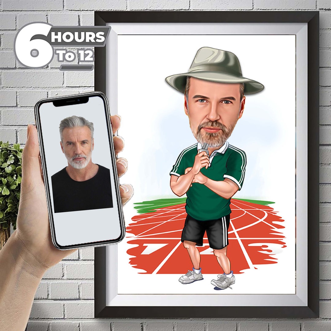 Basketball Coach Cartoon Drawing for Men, Basketball Coach Dad Gift ...