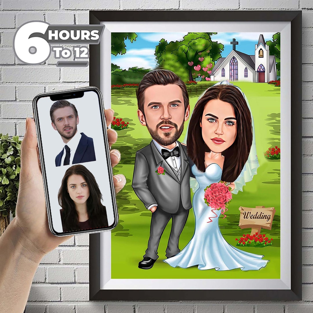 Personalized Wedding Cartoon Portrait From Photo (digital) - Etsy