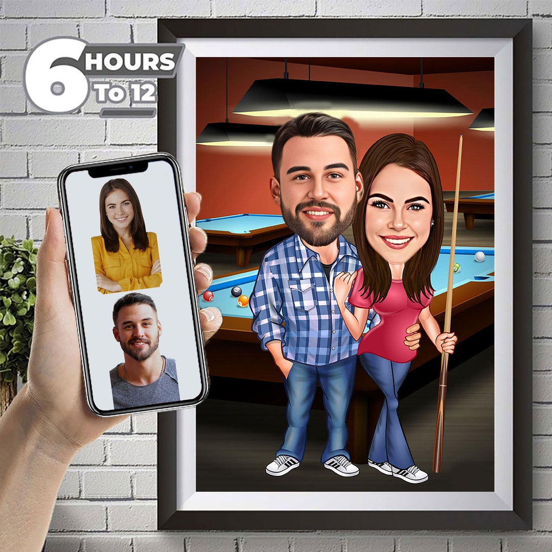 Custom Couple Cartoon Portrait, Couple Portrait, Couple Caricature ...