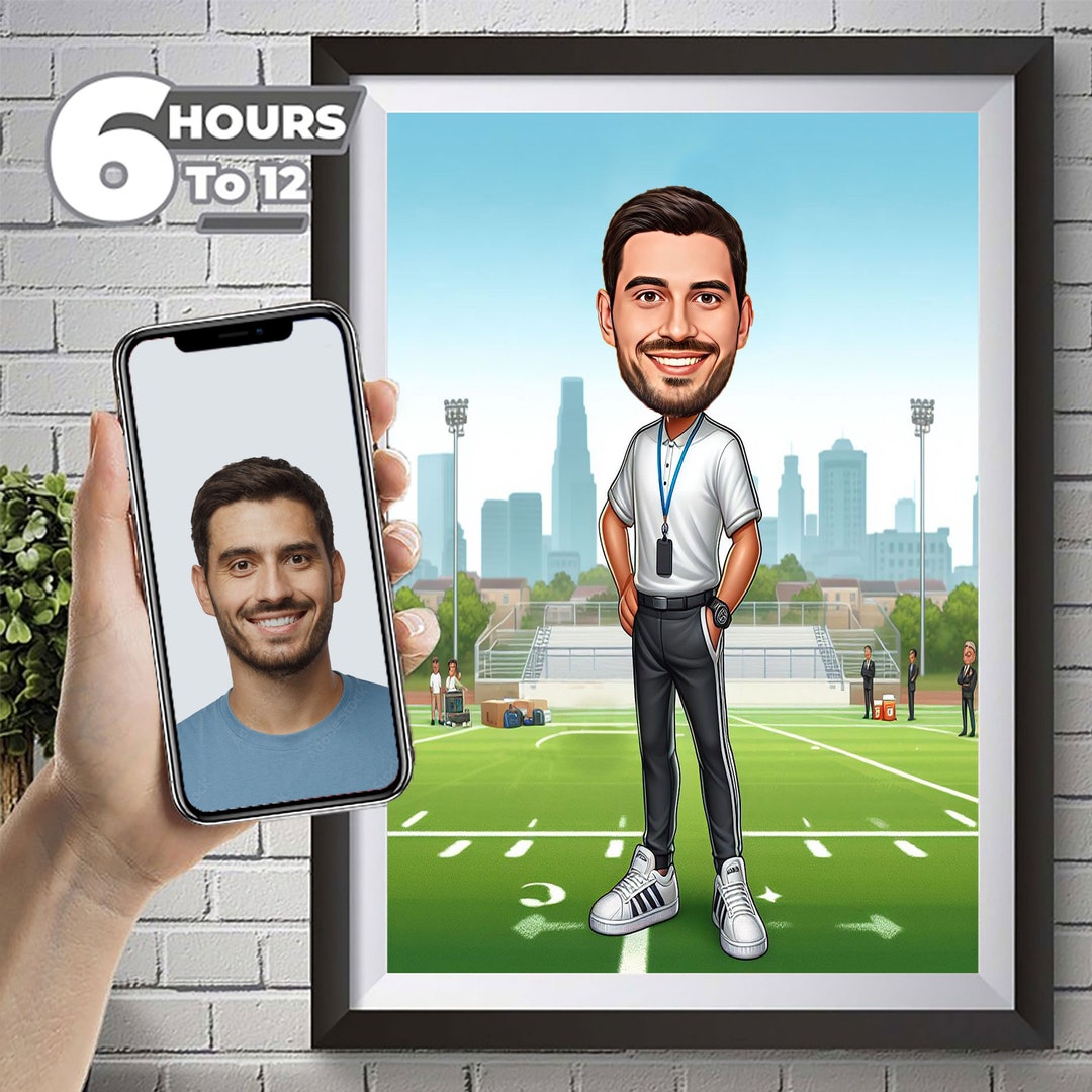 American Football Trainer Cartoon Portrait Custom Baseball Player ...
