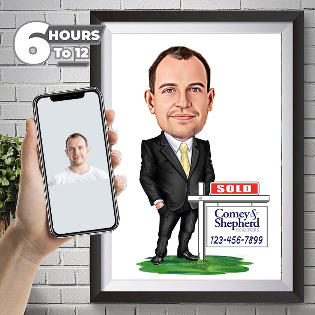Custom Real Estate Cartoon Portrait, Real Estate Agent Caricature ...