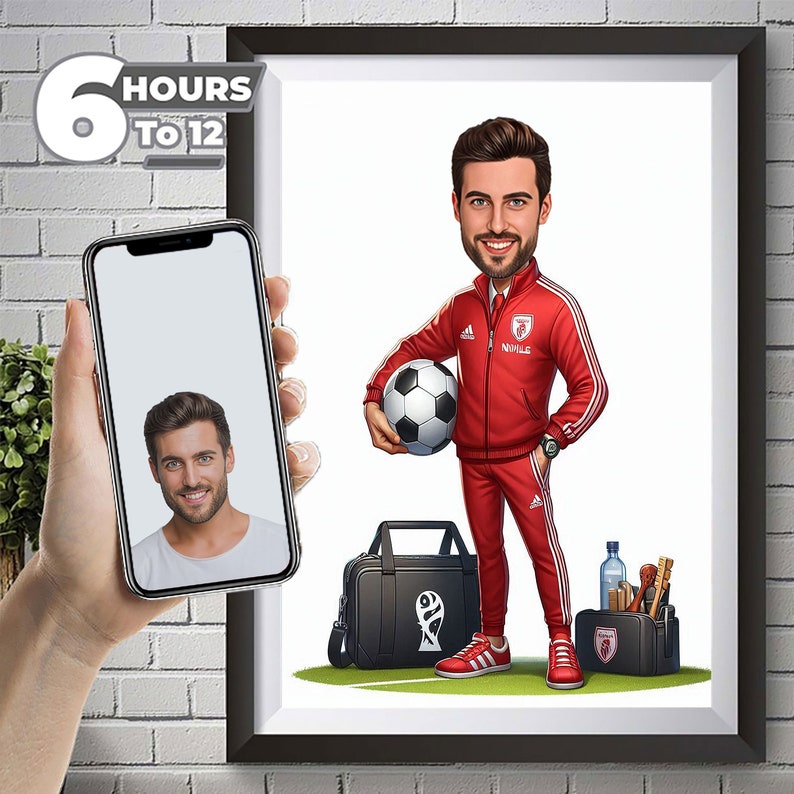 Soccer Coach Caricature, Soccer Coach Cartoon Portrait, Custom Soccer ...