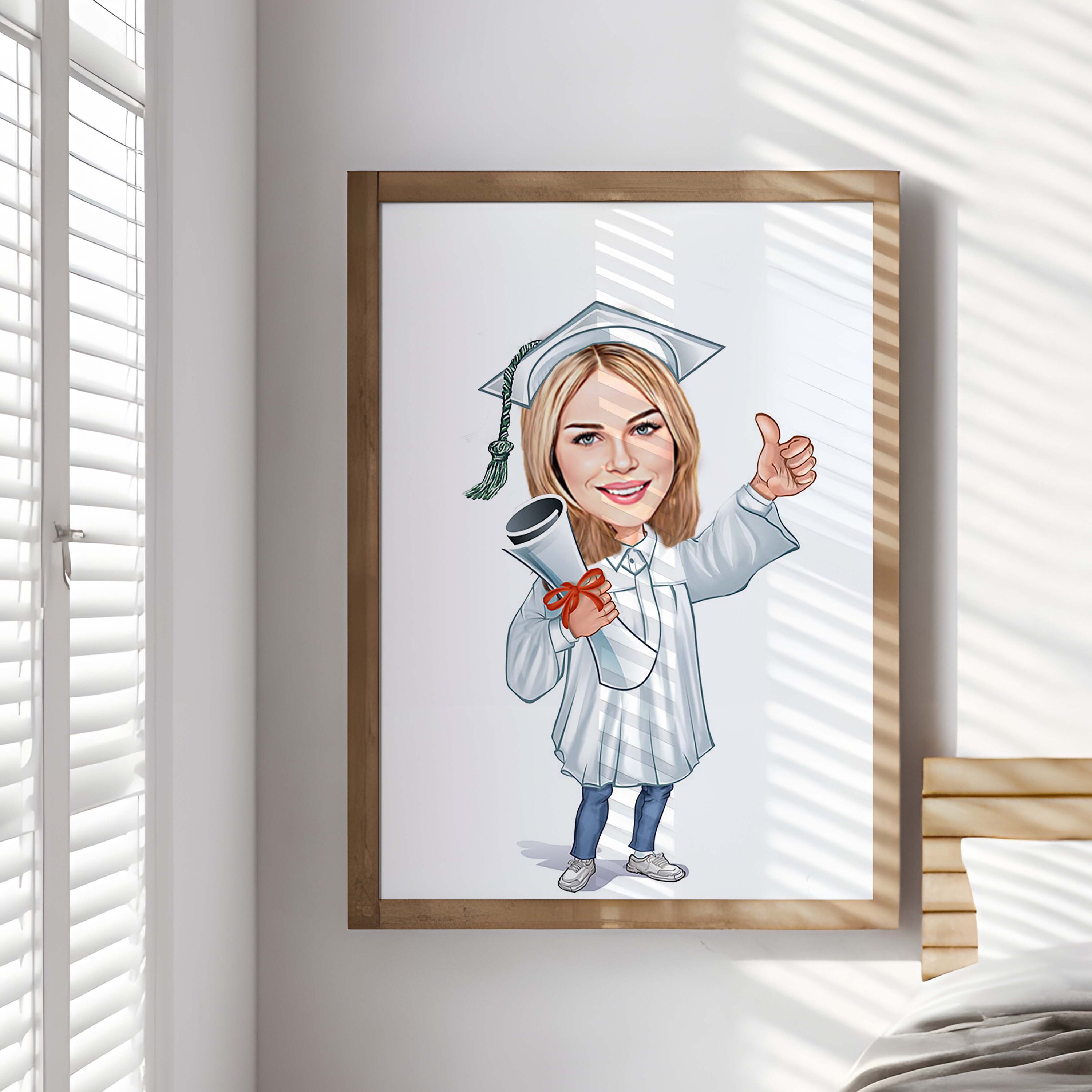 Custom Graduation Cartoon Portrait, Graduation Portrait, Graduation ...