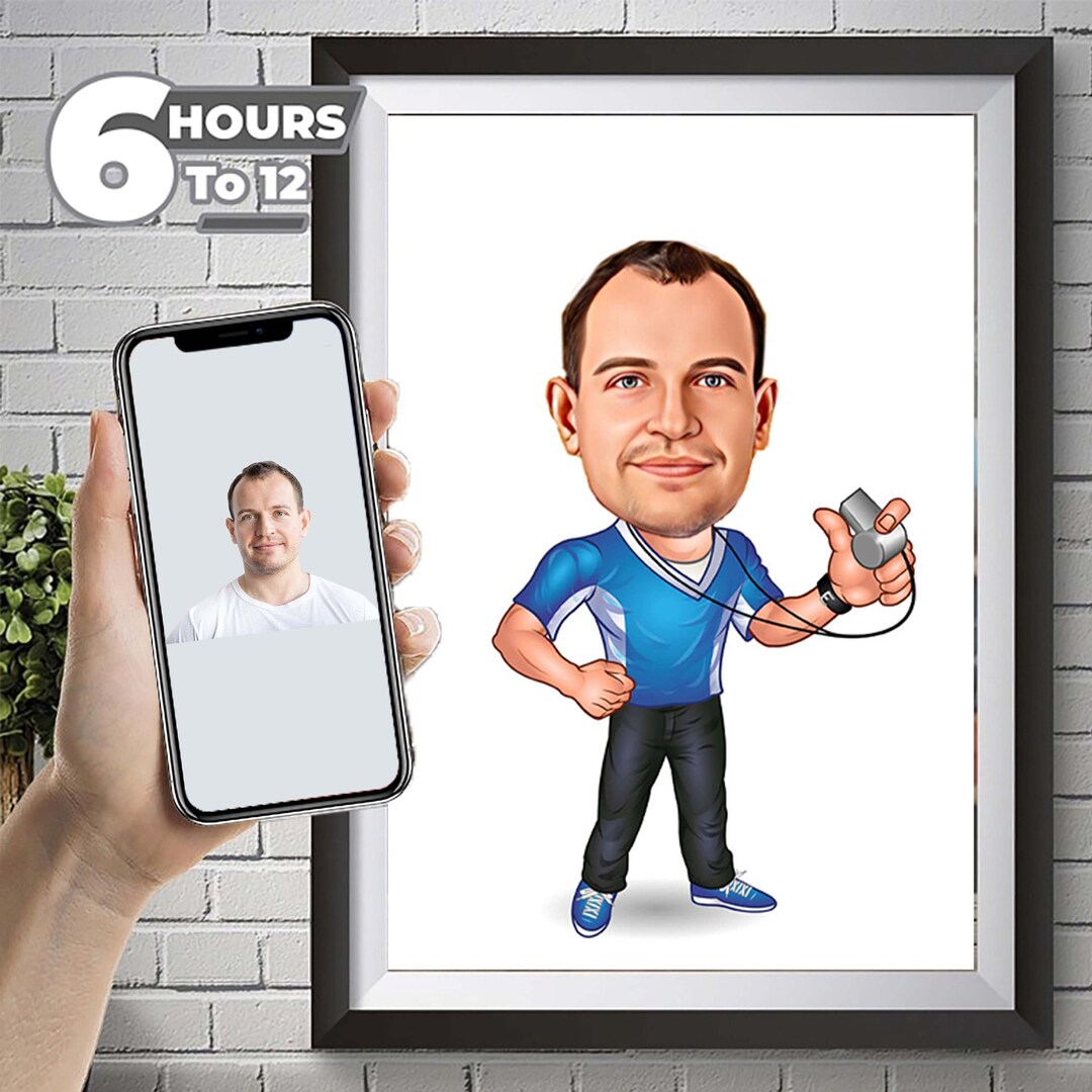 Custom Soccer Caricature, Soccer Coach Cartoon Portrait, Football Coach ...