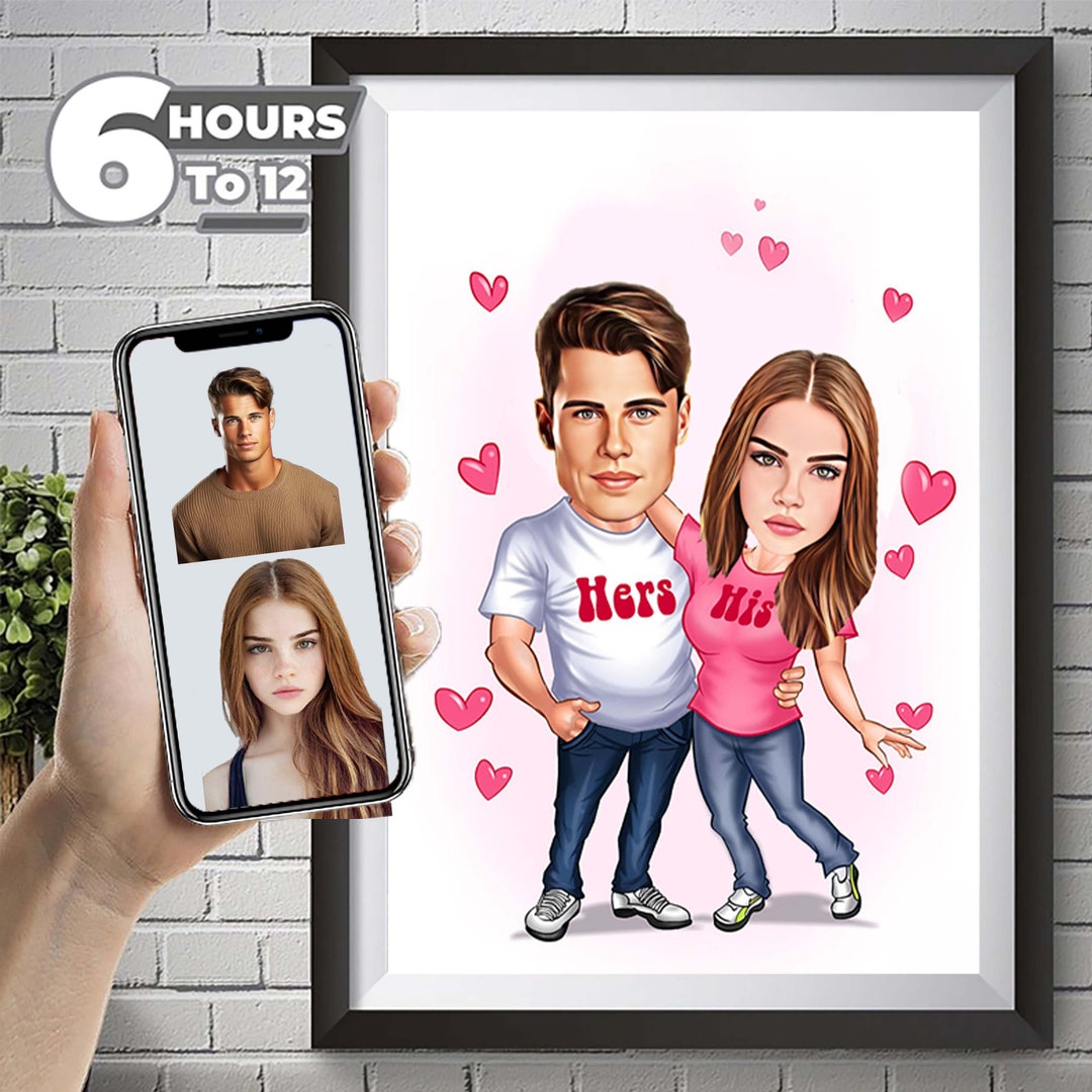 Custom Couple Cartoon Portraits - Personalized Gifts, Romantic ...