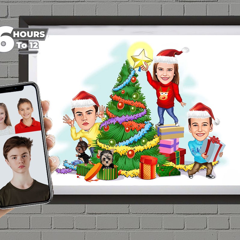 Cartoon Holiday Card - Etsy