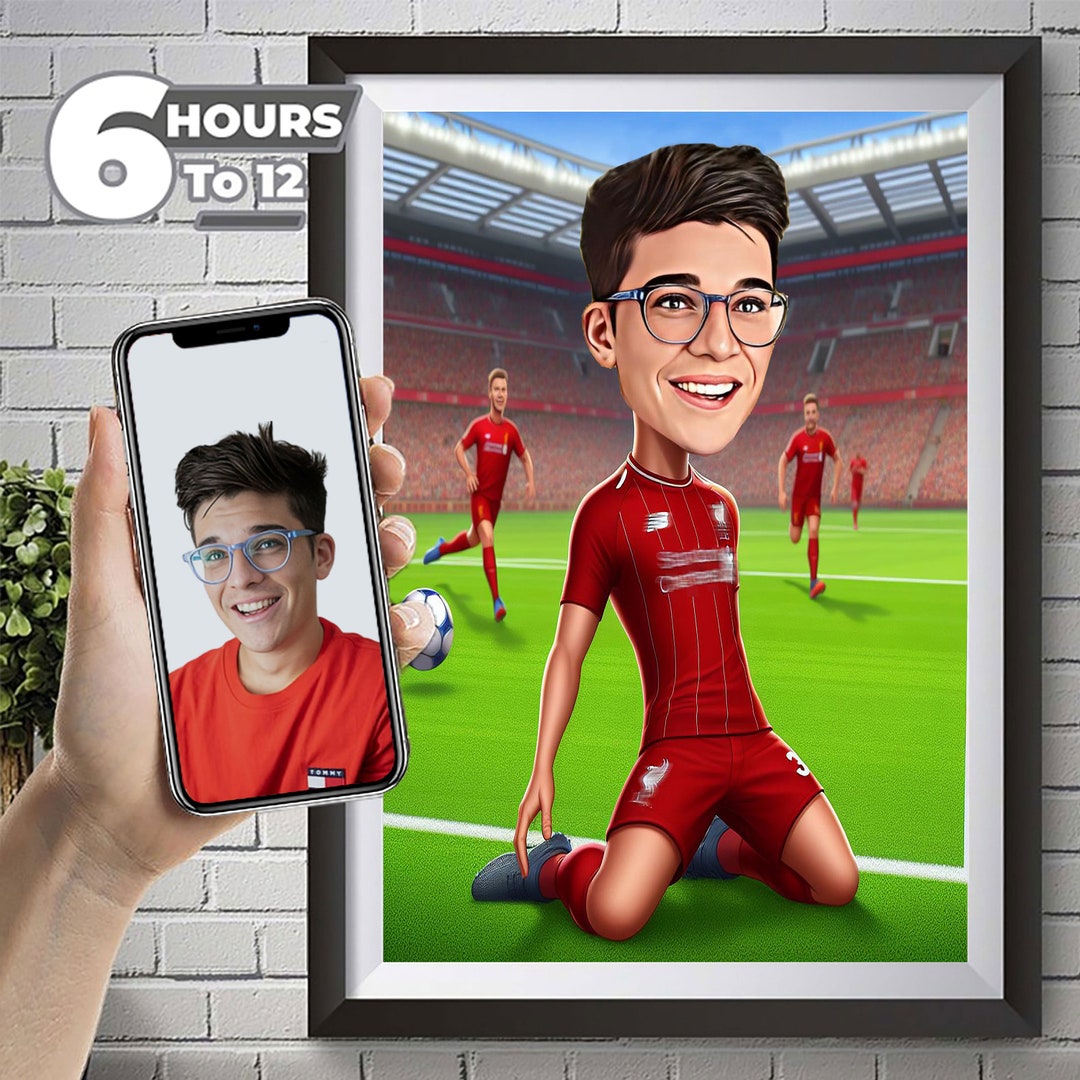 Liverpool Fc Soccer Player Caricature, Soccer Caricature Soccer Gift ...